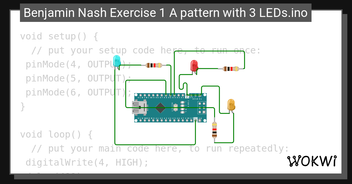 Benjamin Nash Exercise 1 A Pattern With 3 O Wokwi Esp32 Stm32 Arduino Simulator