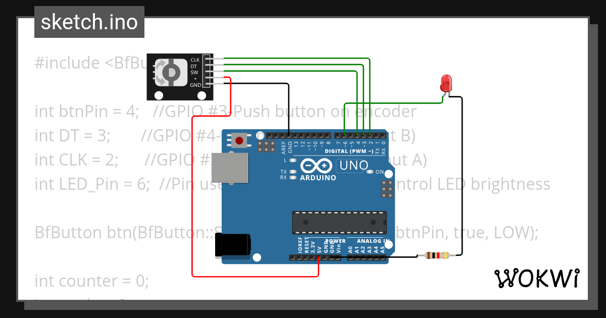 Rotary Encoder Test - Wokwi ESP32, STM32, Arduino Simulator