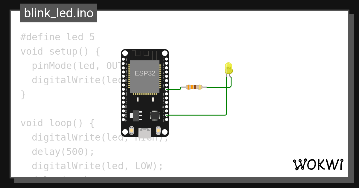 Blinkled Wokwi Esp32 Stm32 Arduino Simulator 9407