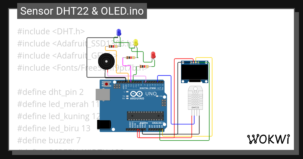 Sensor DHT22 & OLED.ino - Wokwi ESP32, STM32, Arduino Simulator