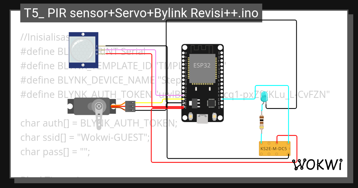 T5_ PIR sensor+Servo+Bylink Revisi++.ino - Wokwi ESP32, STM32, Arduino Simulator