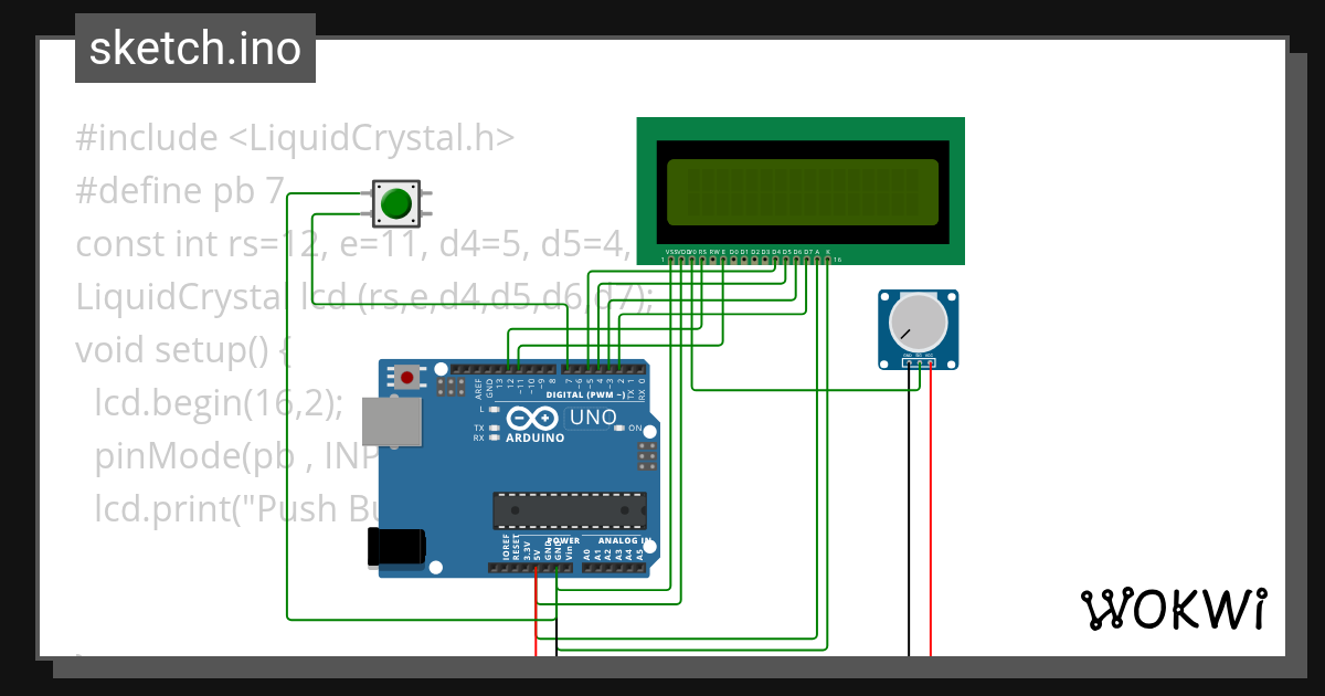 LCD_with pushbutton - Wokwi ESP32, STM32, Arduino Simulator