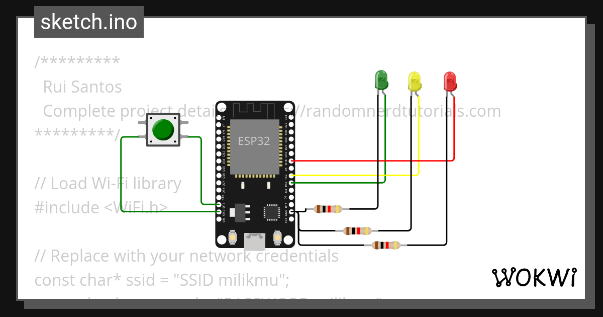 lampu merah - Wokwi ESP32, STM32, Arduino Simulator