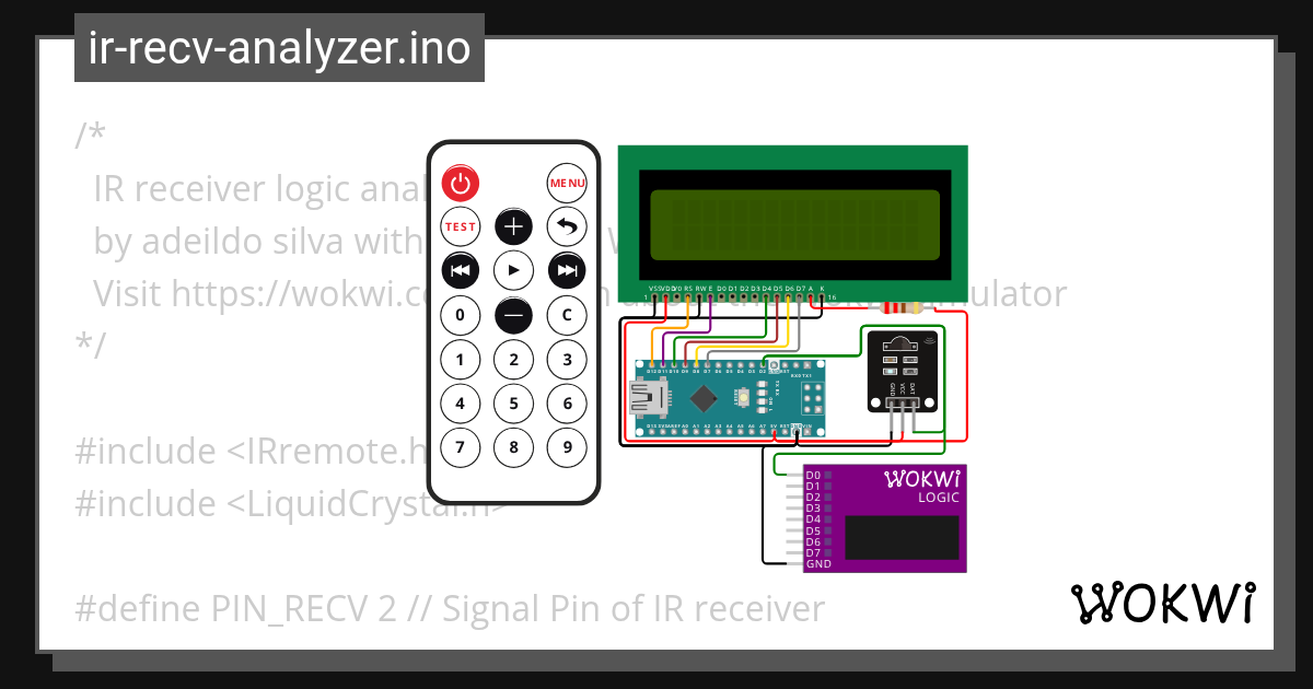 ir-recv-analyzer.ino - Wokwi ESP32, STM32, Arduino Simulator