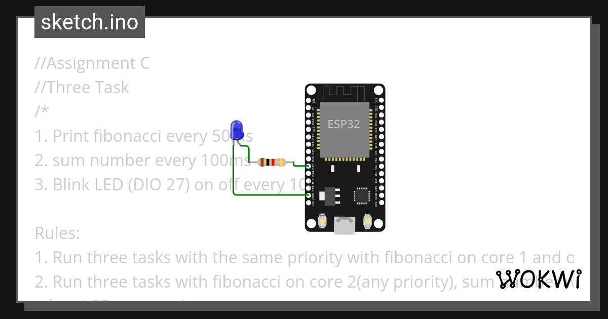 Tugas 2 Sisben (MultiTasking) Satu - Wokwi ESP32, STM32, Arduino Simulator