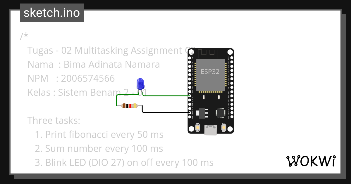 Tugas - 02_Bima Adinata Namara_2006574566 - Wokwi ESP32, STM32, Arduino Simulator