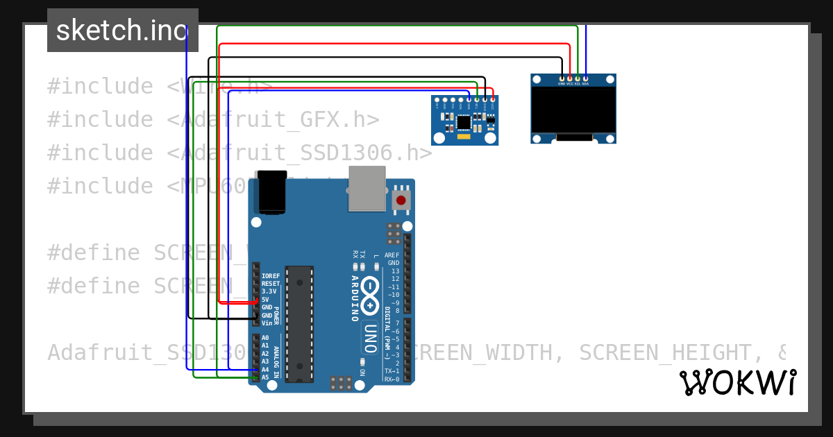 Gyroscope Mpu6050 0led Ssd1306 Wokwi Esp32 Stm32 Arduino Simulator 6825