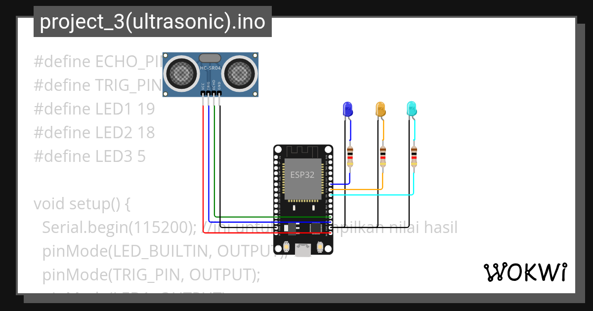 project_3(Ultrasonic).ino - Wokwi ESP32, STM32, Arduino Simulator