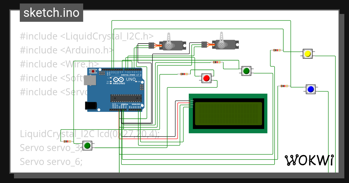 LCD MENU WITH 3 PROGRAM + CALIBRATION 2 SERVOS + RPM CONVERTER - Wokwi ESP32, STM32, Arduino ...