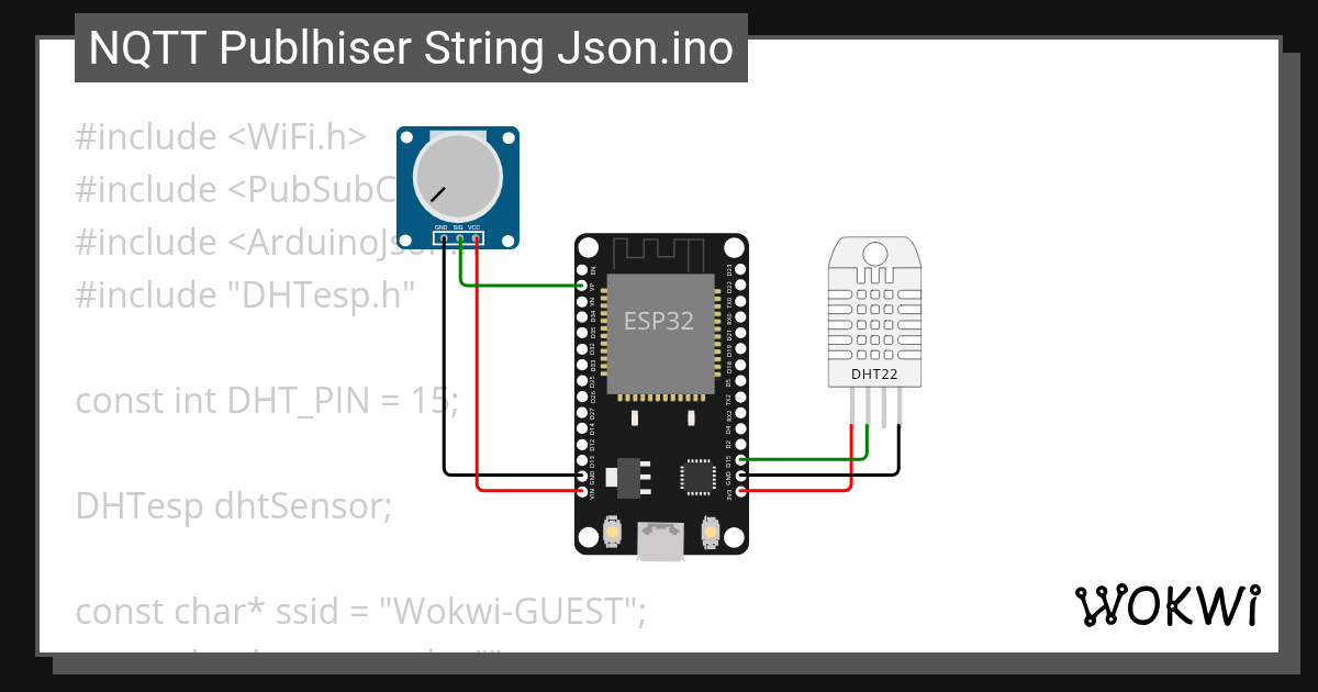 NQTT Publhiser String Json.ino - Wokwi ESP32, STM32, Arduino Simulator