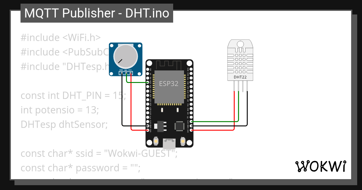 MQTT Publisher - DHT dan Potensio - Wokwi ESP32, STM32, Arduino Simulator
