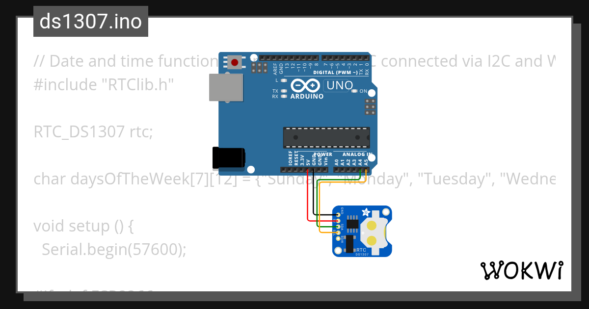 ds1307.ino - Wokwi ESP32, STM32, Arduino Simulator