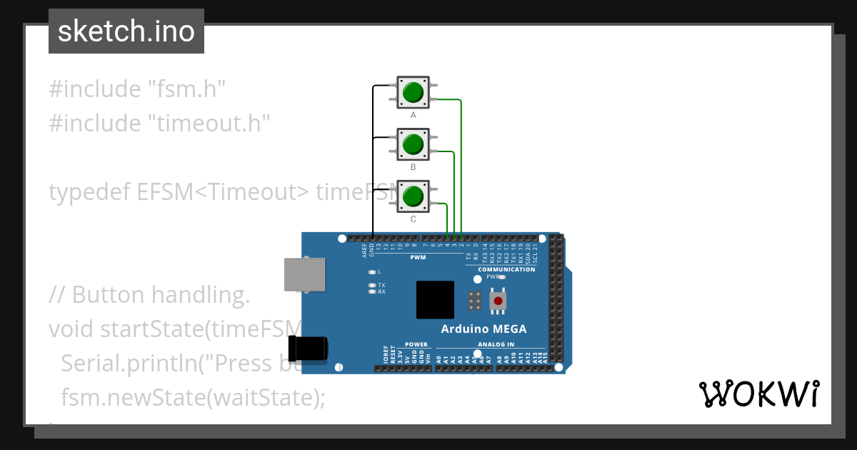 FSM shared state - Wokwi ESP32, STM32, Arduino Simulator