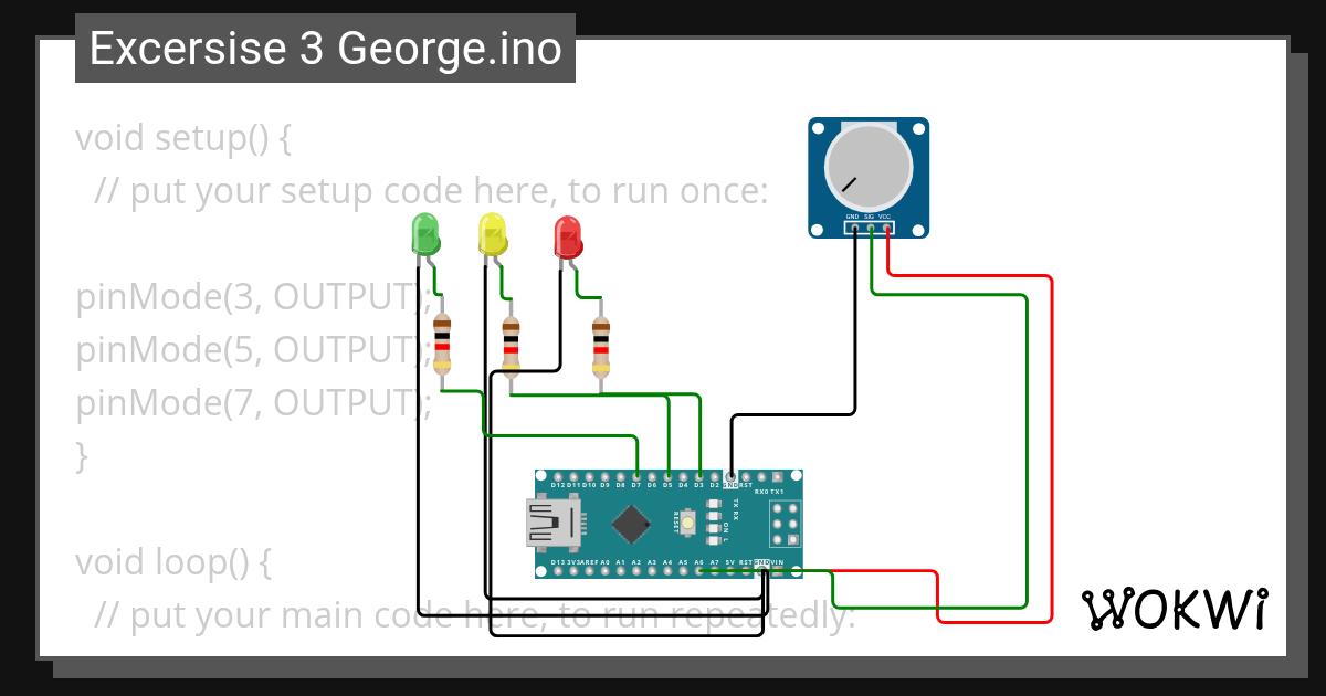 Excersise 3 George.ino - Wokwi ESP32, STM32, Arduino Simulator