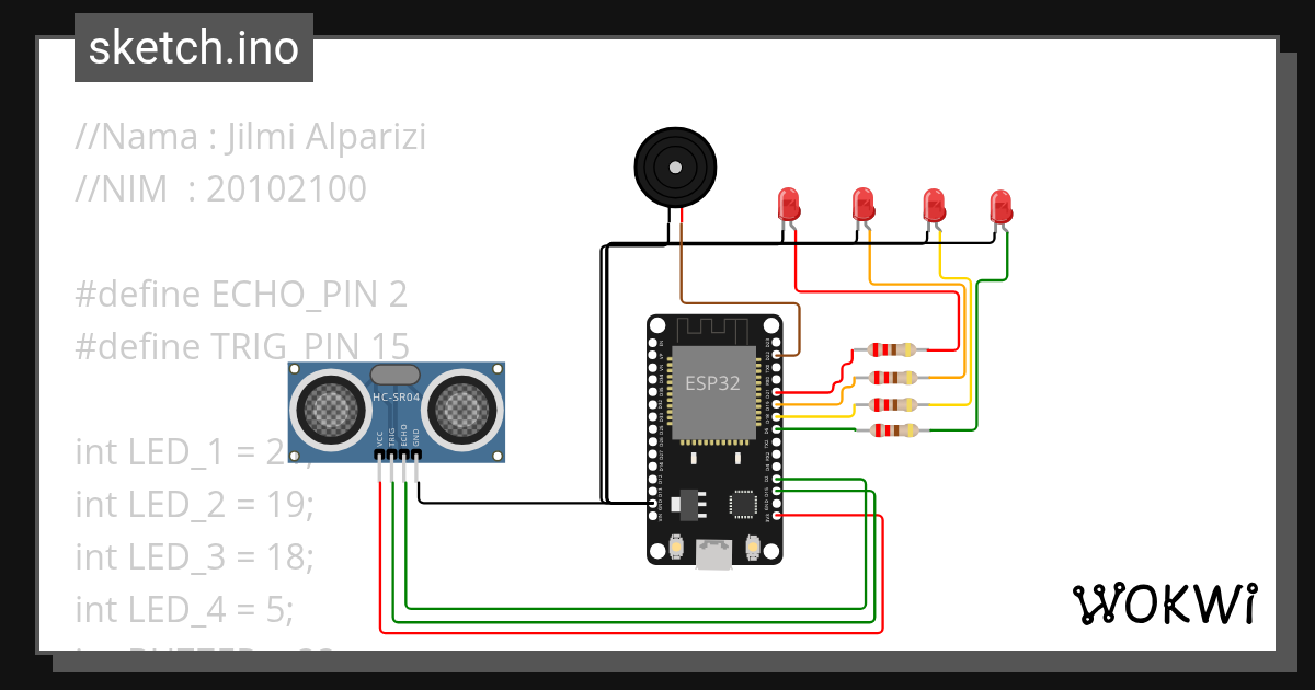 Mengukur Jarak Dengan Ultrasonic Dan O Wokwi Esp32 Stm32 Arduino Simulator