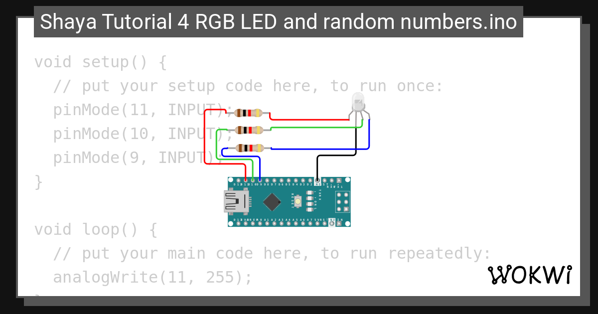 Shaya Tutorial 4 Rgb Led And Random O Wokwi Esp32 Stm32 Arduino Simulator