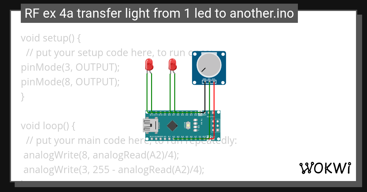 RF ex 4a transfer light from 1 led to another.ino - Wokwi ESP32, STM32 ... RF ex 4a transfer light from 1 led to another.ino - Wokwi ESP32, STM32 ...