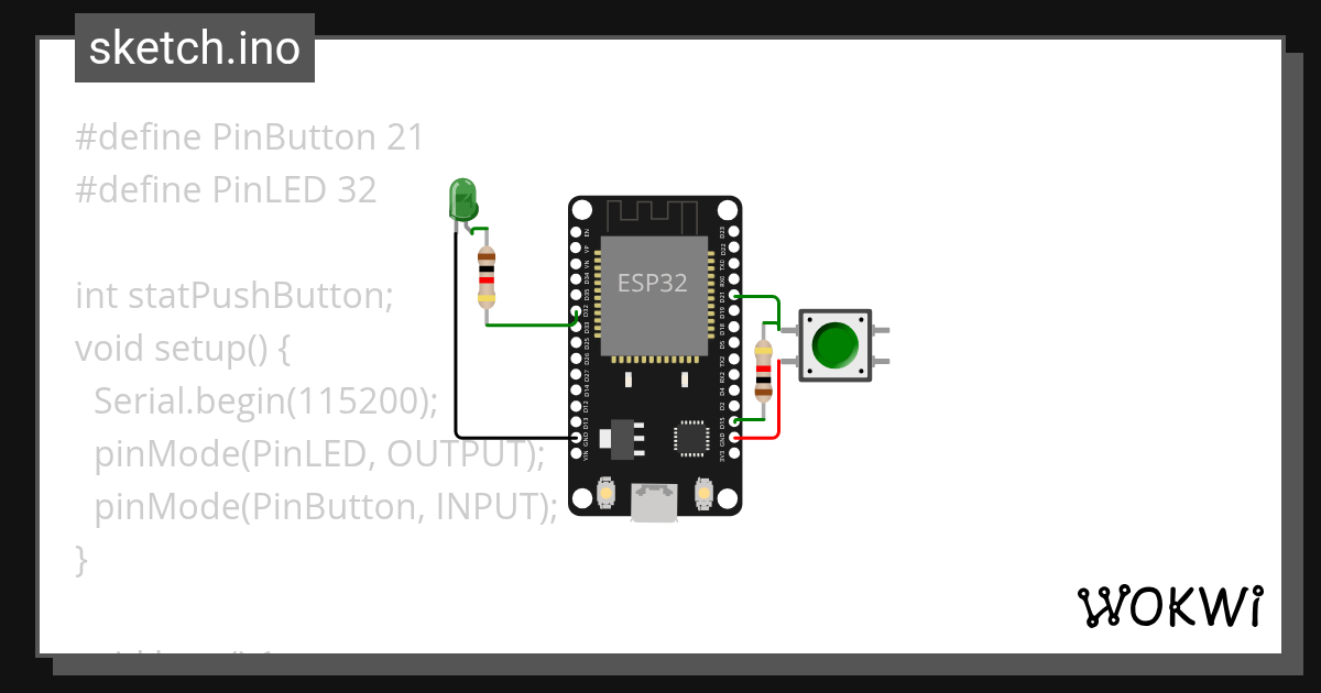 Push Button - Wokwi ESP32, STM32, Arduino Simulator