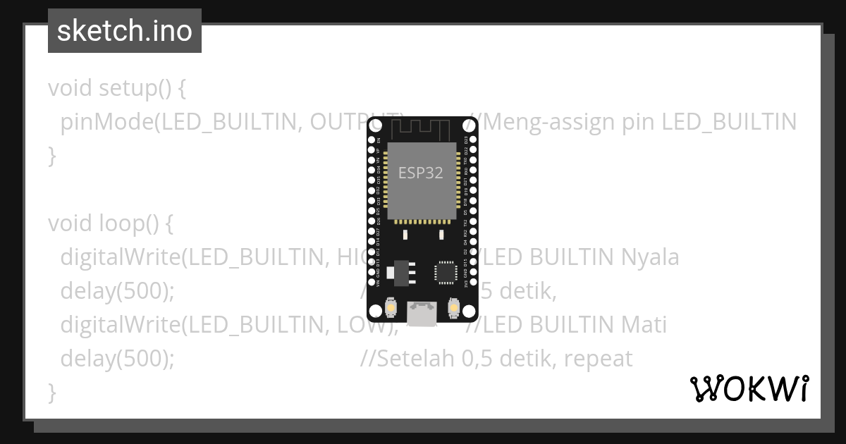 Esp32 Led Builtin Blink Wokwi Esp32 Stm32 Arduino Simulator 