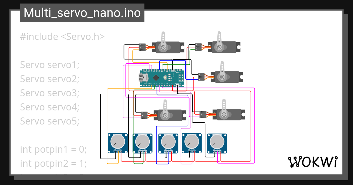Multi_servo_nano.ino - Wokwi ESP32, STM32, Arduino Simulator