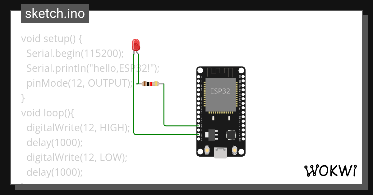blink led - Wokwi ESP32, STM32, Arduino Simulator
