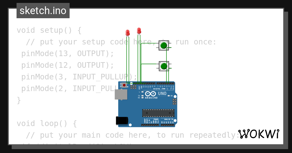 2 Sak 2 Led Bagian O Wokwi Esp32 Stm32 Arduino Simulator