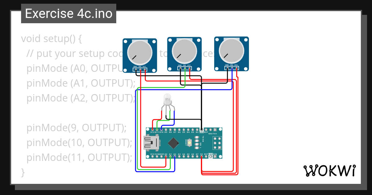 Exercise 4c.ino - Wokwi ESP32, STM32, Arduino Simulator