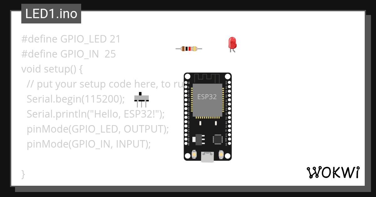 LED1.ino - Wokwi ESP32, STM32, Arduino Simulator
