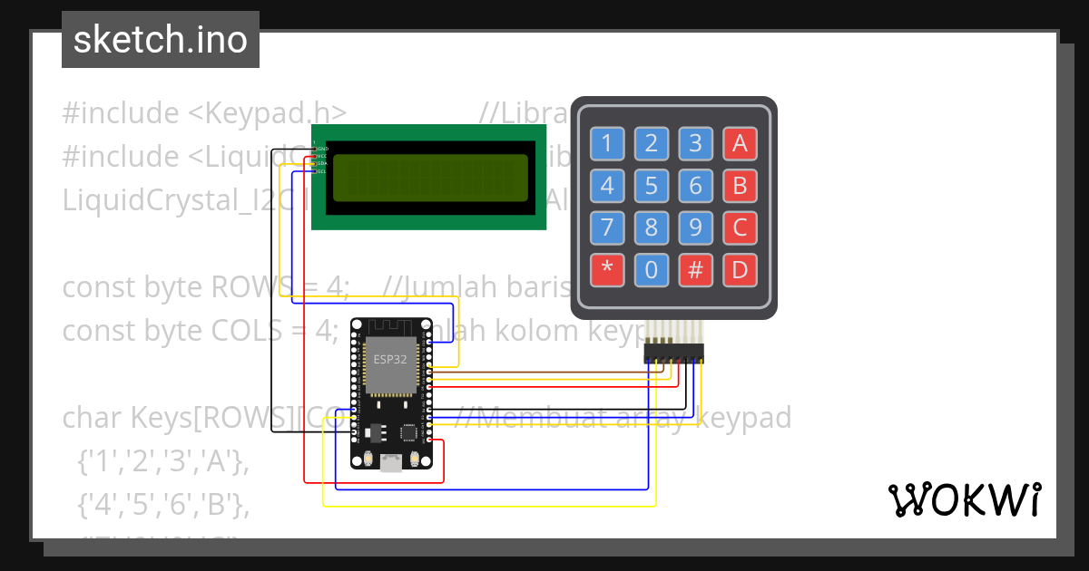 Project keypad dan LCD - Wokwi ESP32, STM32, Arduino Simulator