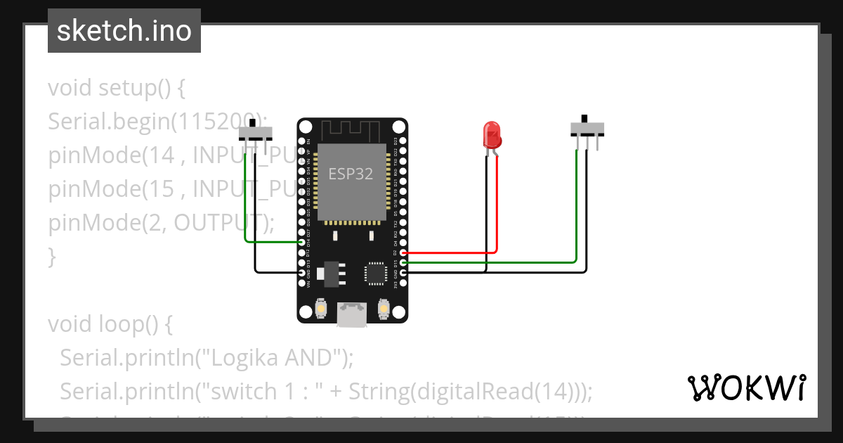 Logika AND - Wokwi ESP32, STM32, Arduino Simulator