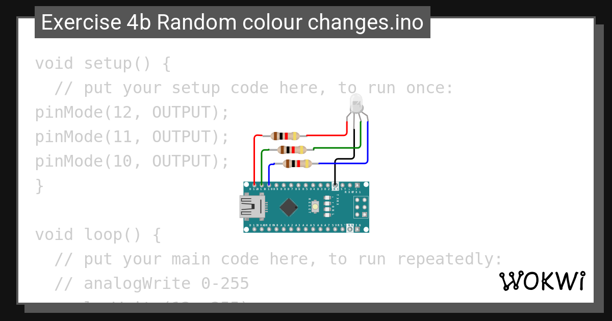 Exercise 4b Random Colour O Wokwi Esp32 Stm32 Arduino Simulator