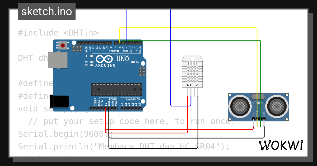 Sensror Kelembaban Dan Jarak Wokwi Esp32 Stm32 Arduino Simulator