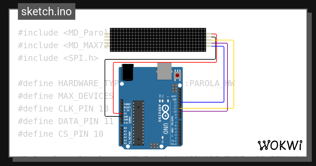 Dotmatrix Runningtext Wokwi Esp32 Stm32 Arduino Simulator