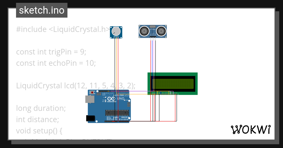 calcolo distanza con sensore sonico - Wokwi ESP32, STM32, Arduino Simulator