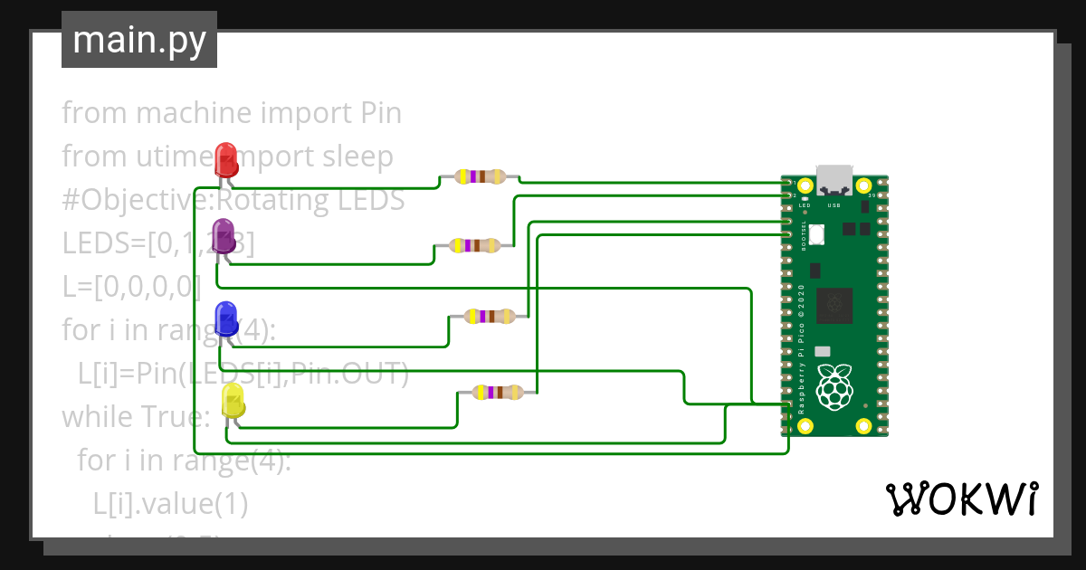 Rotating Leds Blink Wokwi Esp32 Stm32 Arduino Simulator