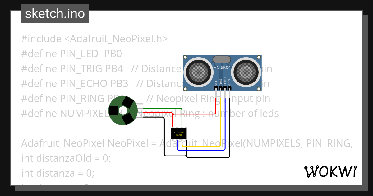 ParkSensor Attiny85 - Wokwi ESP32, STM32, Arduino Simulator