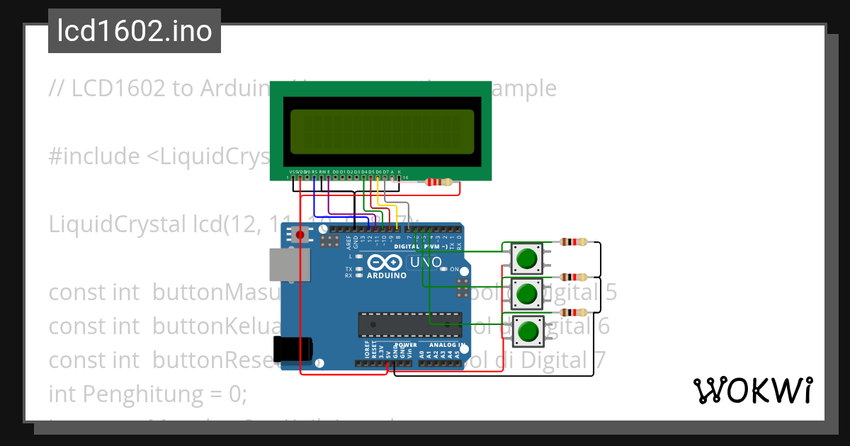 lcd1602.ino - Wokwi ESP32, STM32, Arduino Simulator