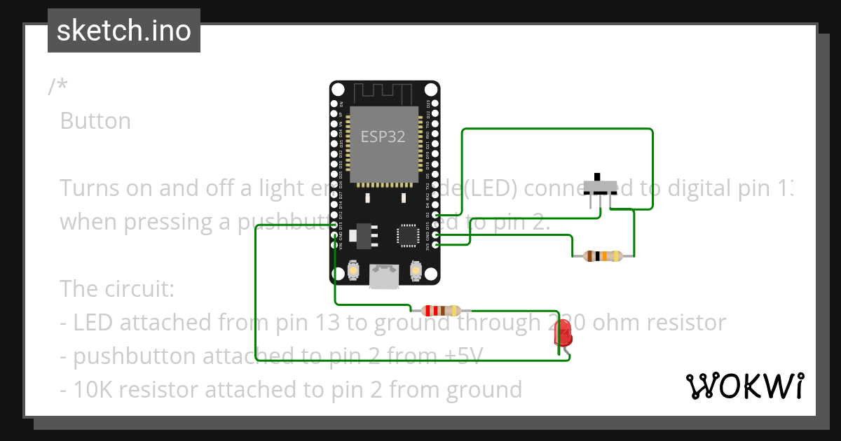 buton led sketch.ino - Wokwi ESP32, STM32, Arduino Simulator