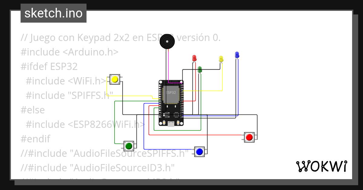 Juego Simon Botones - Wokwi ESP32, STM32, Arduino Simulator
