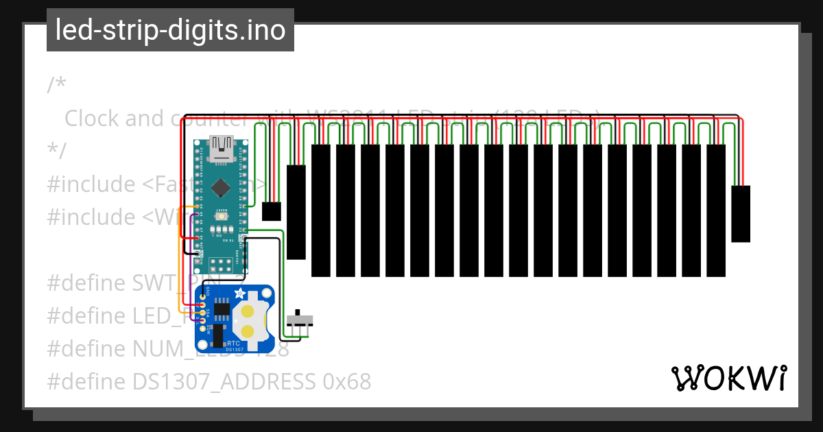 led-strip-digits.ino - Wokwi ESP32, STM32, Arduino Simulator