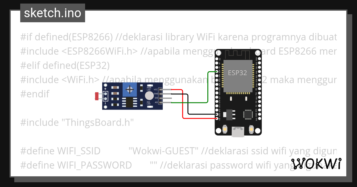 14. Intensitas cahaya + thingsboard - Wokwi ESP32, STM32, Arduino Simulator