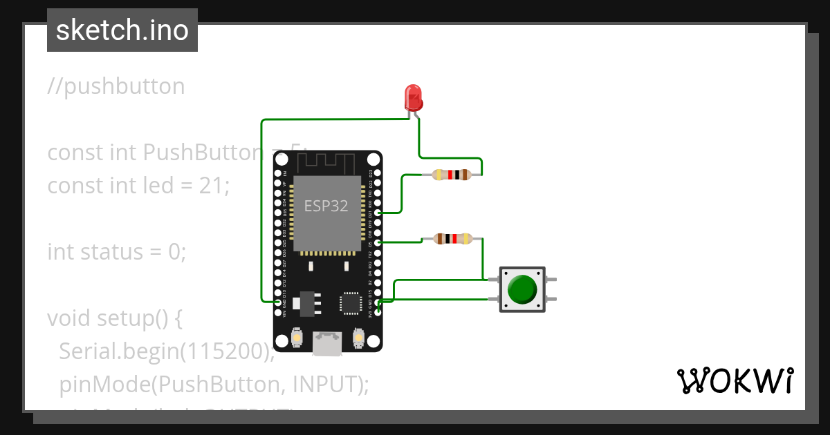 Pushbutton Wokwi Esp32 Stm32 Arduino Simulator 