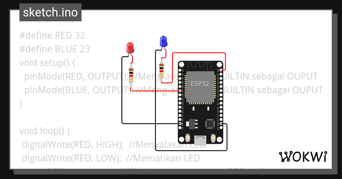 Eksternal LED Blink - Wokwi ESP32, STM32, Arduino Simulator