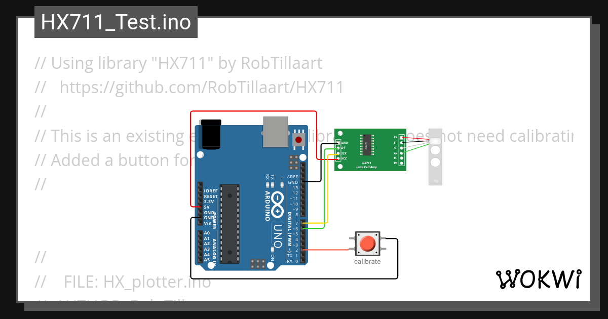 HX711 calibrate - Wokwi ESP32, STM32, Arduino Simulator