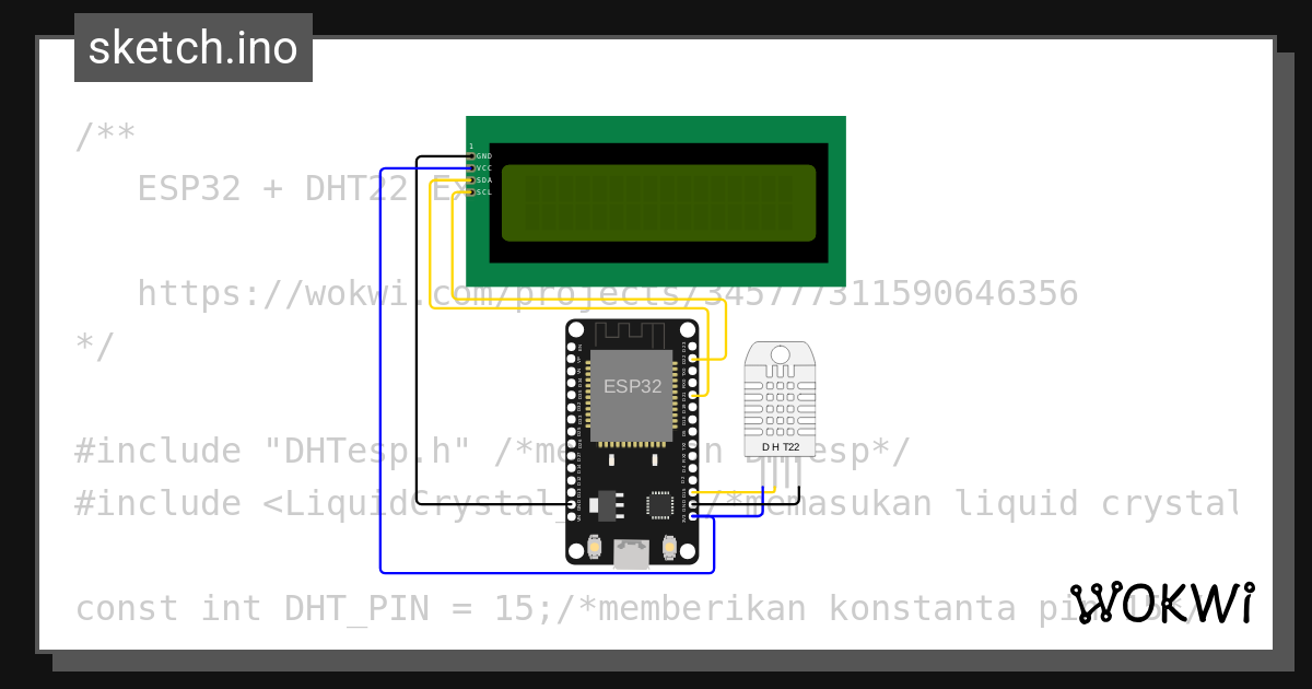 Sensor Suhu Dht1122 Wokwi Esp32 Stm32 Arduino Simulator 5447