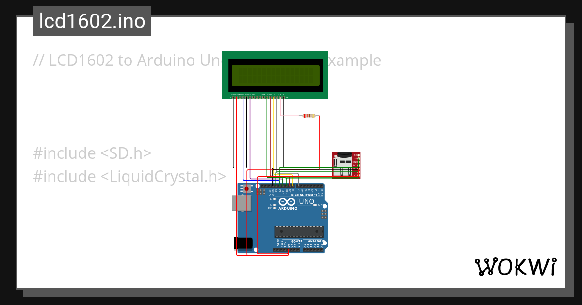 lcd1602.ino - Wokwi ESP32, STM32, Arduino Simulator