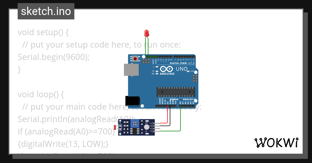 photo resistor.ino - Wokwi ESP32, STM32, Arduino Simulator