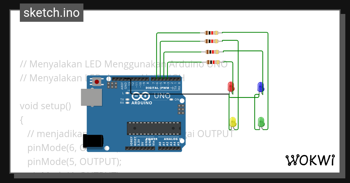 TUGAS LED BANYAK - Wokwi ESP32, STM32, Arduino Simulator