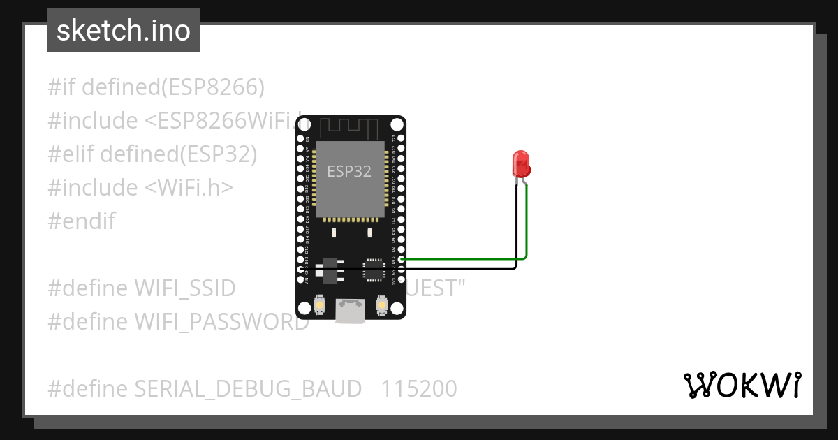 memulai koneksi dengan wifi, untuk menyalakan led - Wokwi ESP32, STM32, Arduino Simulator