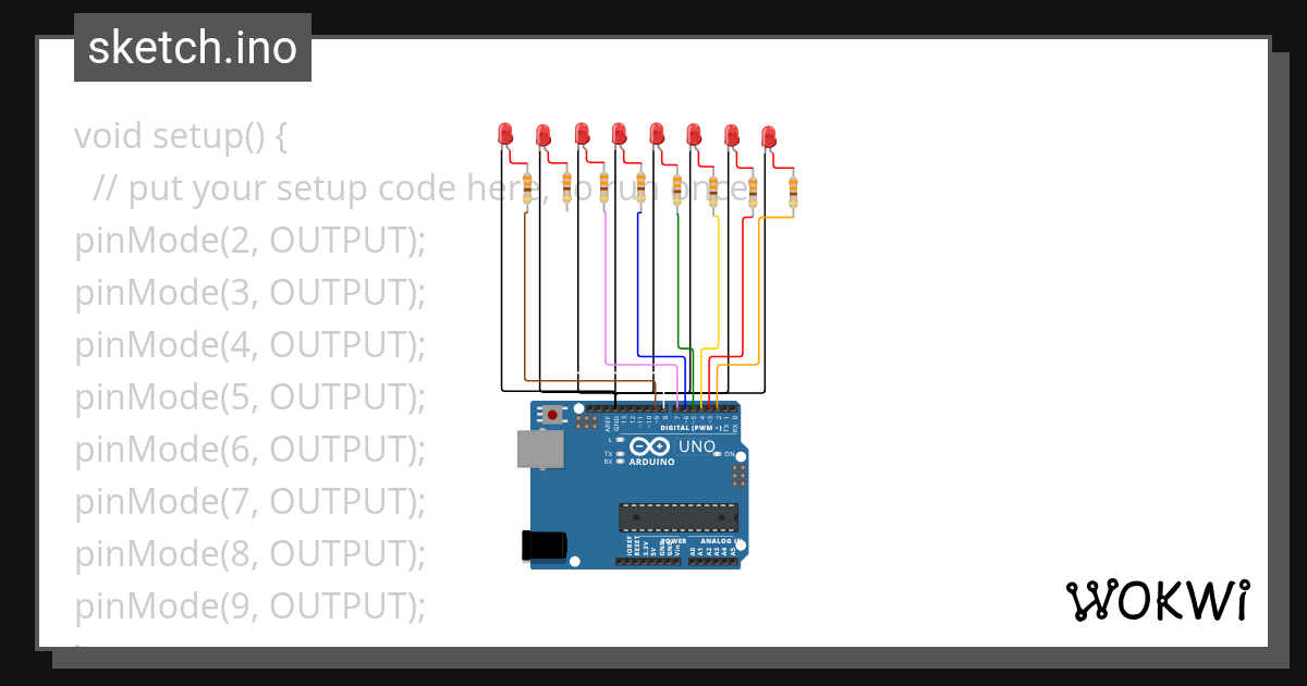 LED Array.ino - Wokwi ESP32, STM32, Arduino Simulator